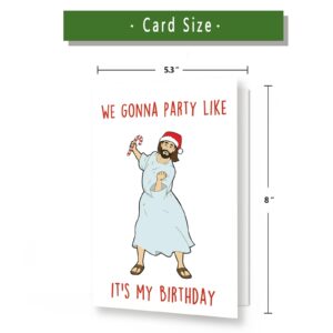 Asmallgf Happy Jesus Christmas Cards for Friends, Naughty Holiday Card for Family, Great Jesus Dancing Xmas Greeting Card, Funny Christmas Gift Ideas