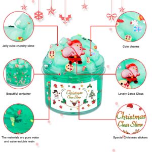 1 Pack Big Jelly Cube Glimmer Crunchy Slime Santa Claus Slime Add-ins, Scented Crystal Water Slime, Non-Sticky, Super Soft Sludge Toy, Party Favors Fun Stress Relief Toy for Girls and Boys