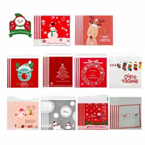 yvpsi 300 pcs christmas candy bags self adhesive holiday treat cookie bags christmas cellophane bags candy bags xmas cellophane treat bags plastic coo