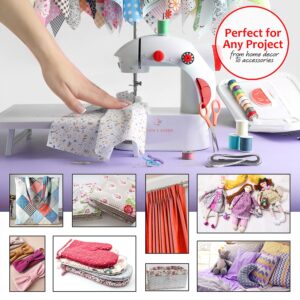 Mini Sewing Machine for Beginners Adult, 48-Piece Portable Sewing Machine, Dual Speed Small Sewing Machine, Adults and Kids Sewing Machine, Travel Beginner Sewing Machines with Sewing Kit and Book