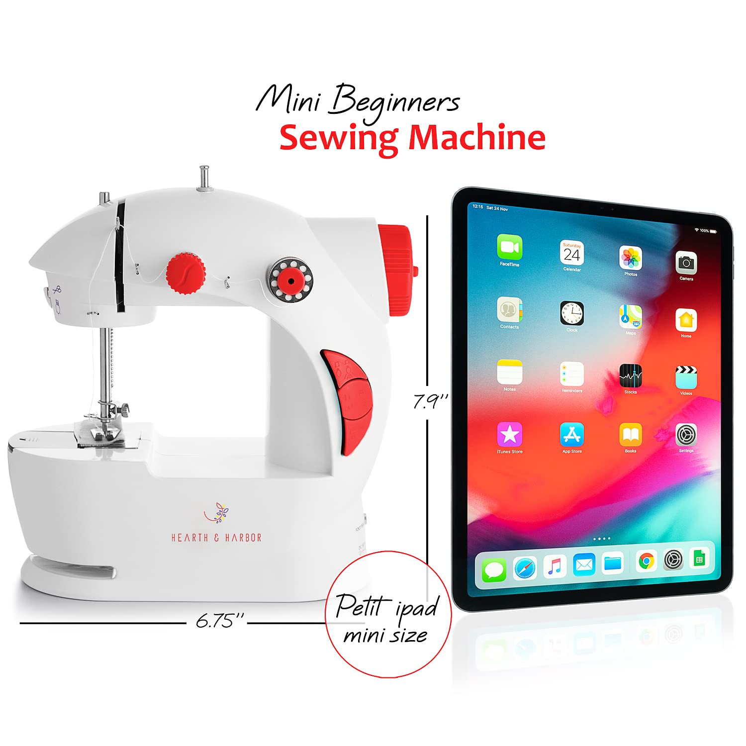 Mini Sewing Machine for Beginners Adult, 48-Piece Portable Sewing Machine, Dual Speed Small Sewing Machine, Adults and Kids Sewing Machine, Travel Beginner Sewing Machines with Sewing Kit and Book