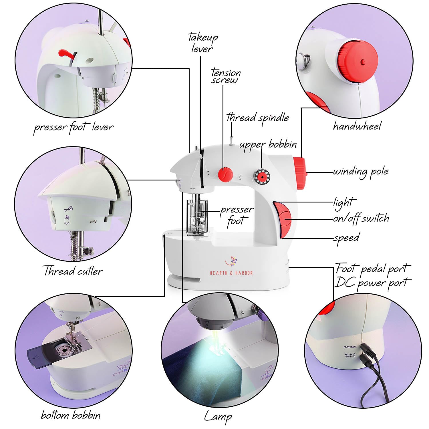 Mini Sewing Machine for Beginners Adult, 48-Piece Portable Sewing Machine, Dual Speed Small Sewing Machine, Adults and Kids Sewing Machine, Travel Beginner Sewing Machines with Sewing Kit and Book