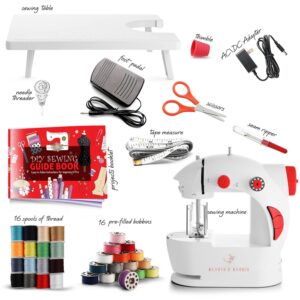 Mini Sewing Machine for Beginners Adult, 48-Piece Portable Sewing Machine, Dual Speed Small Sewing Machine, Adults and Kids Sewing Machine, Travel Beginner Sewing Machines with Sewing Kit and Book