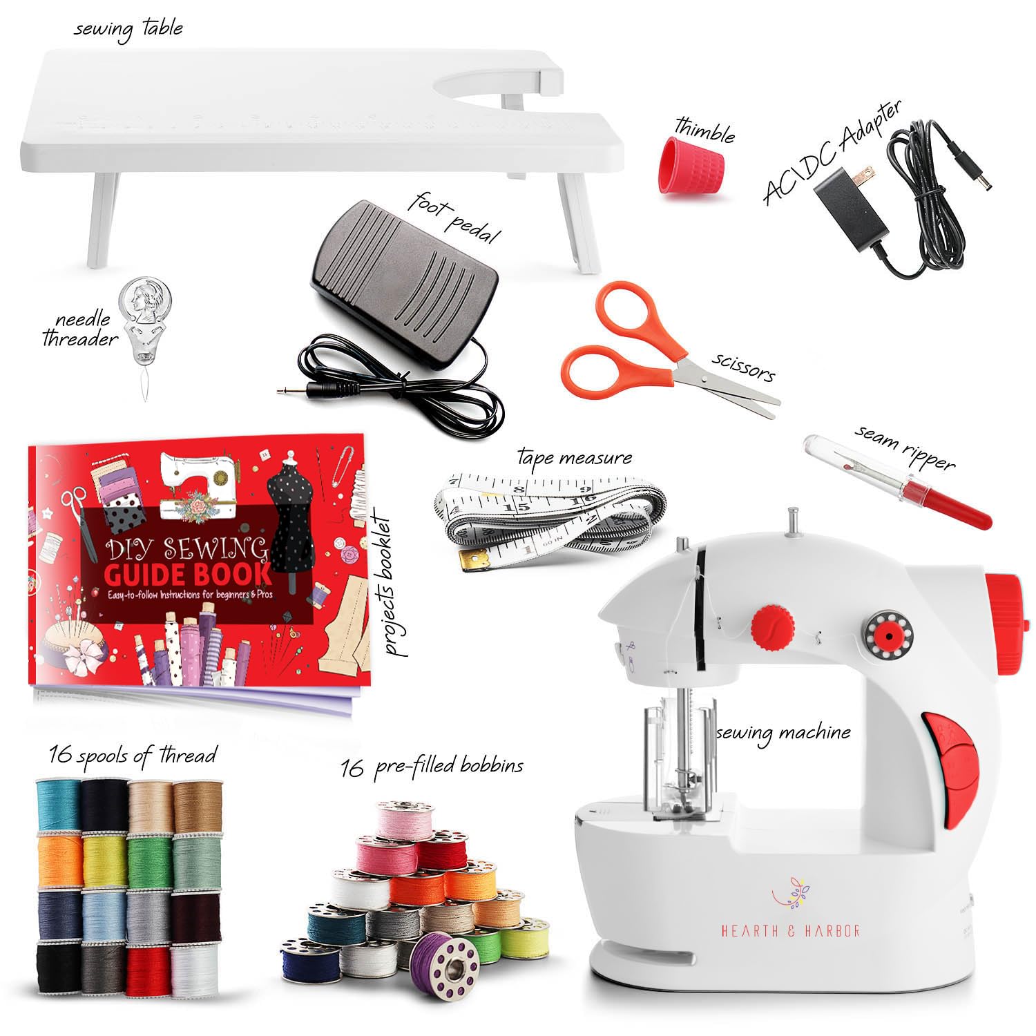 Mini Sewing Machine for Beginners Adult, 48-Piece Portable Sewing Machine, Dual Speed Small Sewing Machine, Adults and Kids Sewing Machine, Travel Beginner Sewing Machines with Sewing Kit and Book