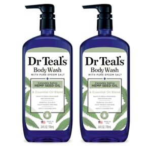 dr teal's body wash with pure epsom salt, cannabis sativa hemp seed oil, 24 fl oz (pack of 2) (packaging may vary)