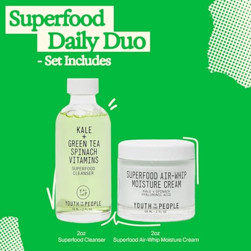 Youth To The People Superfood Daily Duo Kit - Superfood Cleanser (2oz) + Air-Whip Moisture Cream (2oz)