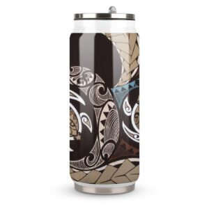 hawaiian honu polynesian sea turtle stainless steel tumbler insulated water bottle coffee cup travel mug with lid and straw 500ml