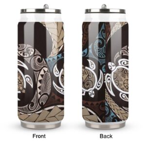 Hawaiian Honu Polynesian Sea Turtle Stainless Steel Tumbler Insulated Water Bottle Coffee Cup Travel Mug with Lid and Straw 500ml