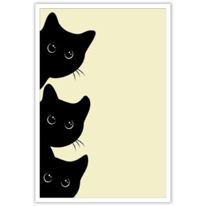 bfadmn cute abstract poster of three peeking kittens funky black cat canvas wall art funny vintage famous print painting animal nature aesthetic decor baby kid's room bedroom 12x16in unframed