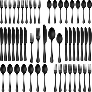 30 piece silverware set service for 6,premium stainless steel flatware set, mirror polished cutlery utensil set, durable home kitchen eating tableware set, include fork knife spoon set (black)