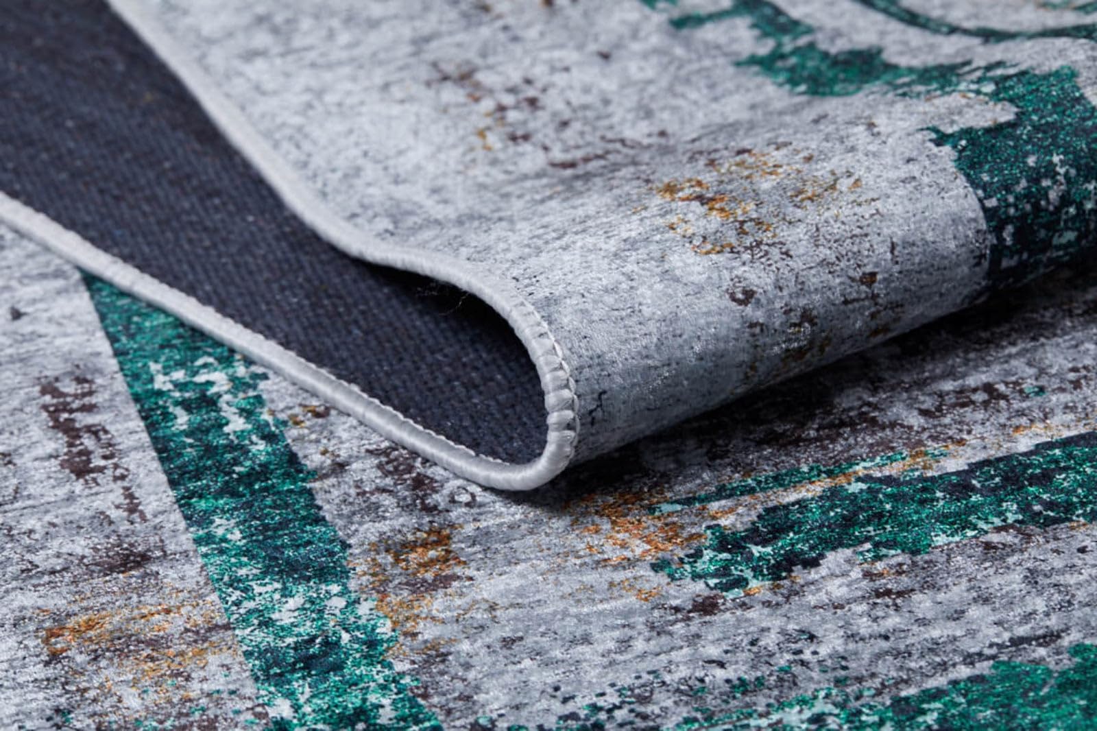 BESPOKY Beloretsk Grey Modern, Cotton Polyester Area Rug, Machine Washable Rug, Non Slip Rug, Living Room, Bedroom, Nursery, Hallway, Rug, Indoor Outdoor Area Rug, Turkish Rug, Holiday Sale Rug