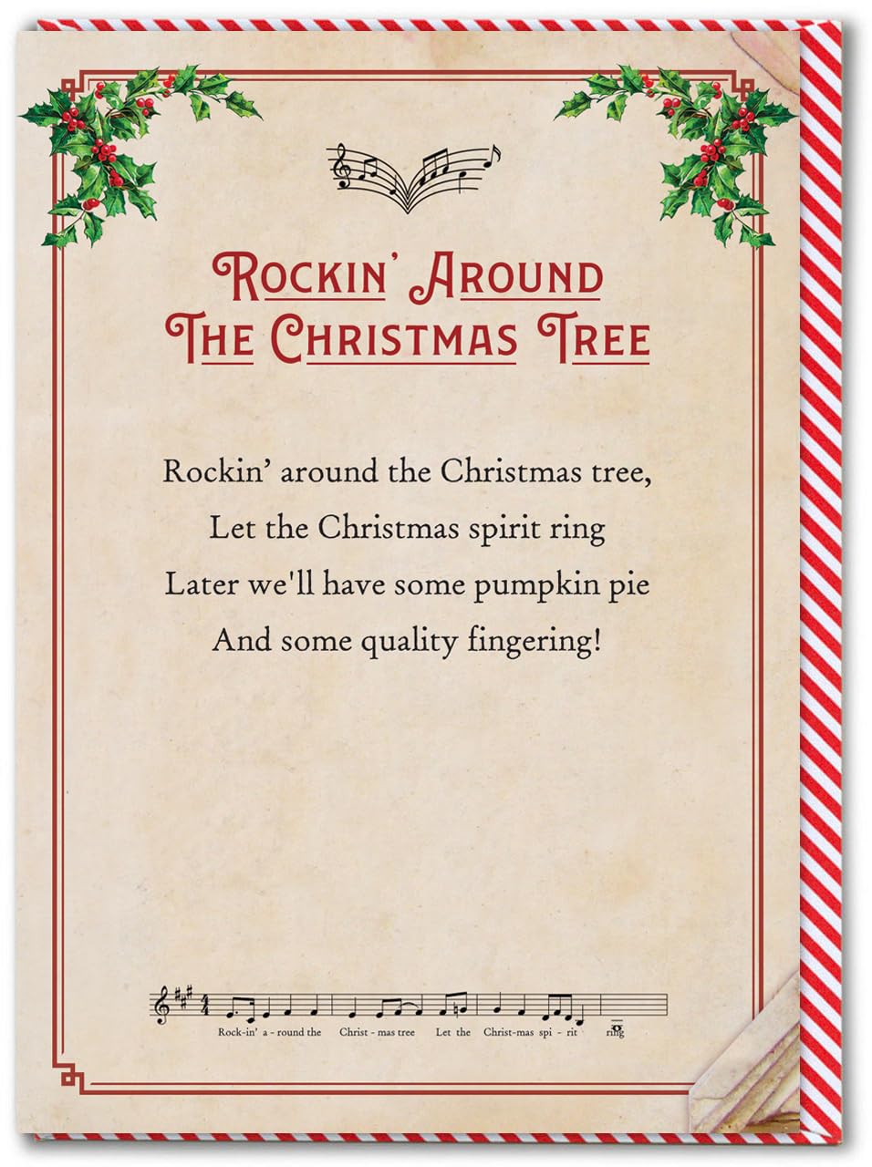 Brainbox Candy - Rude Christmas Card - 'Rockin Around The Christmas Tree' - Cheeky Xmas Songs | Carols - Funny Festive Seasonal Humour Cards - For Him Her Men Woman Friends - Merry Christmas