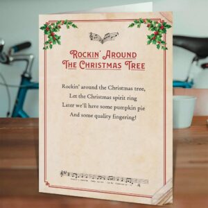 Brainbox Candy - Rude Christmas Card - 'Rockin Around The Christmas Tree' - Cheeky Xmas Songs | Carols - Funny Festive Seasonal Humour Cards - For Him Her Men Woman Friends - Merry Christmas