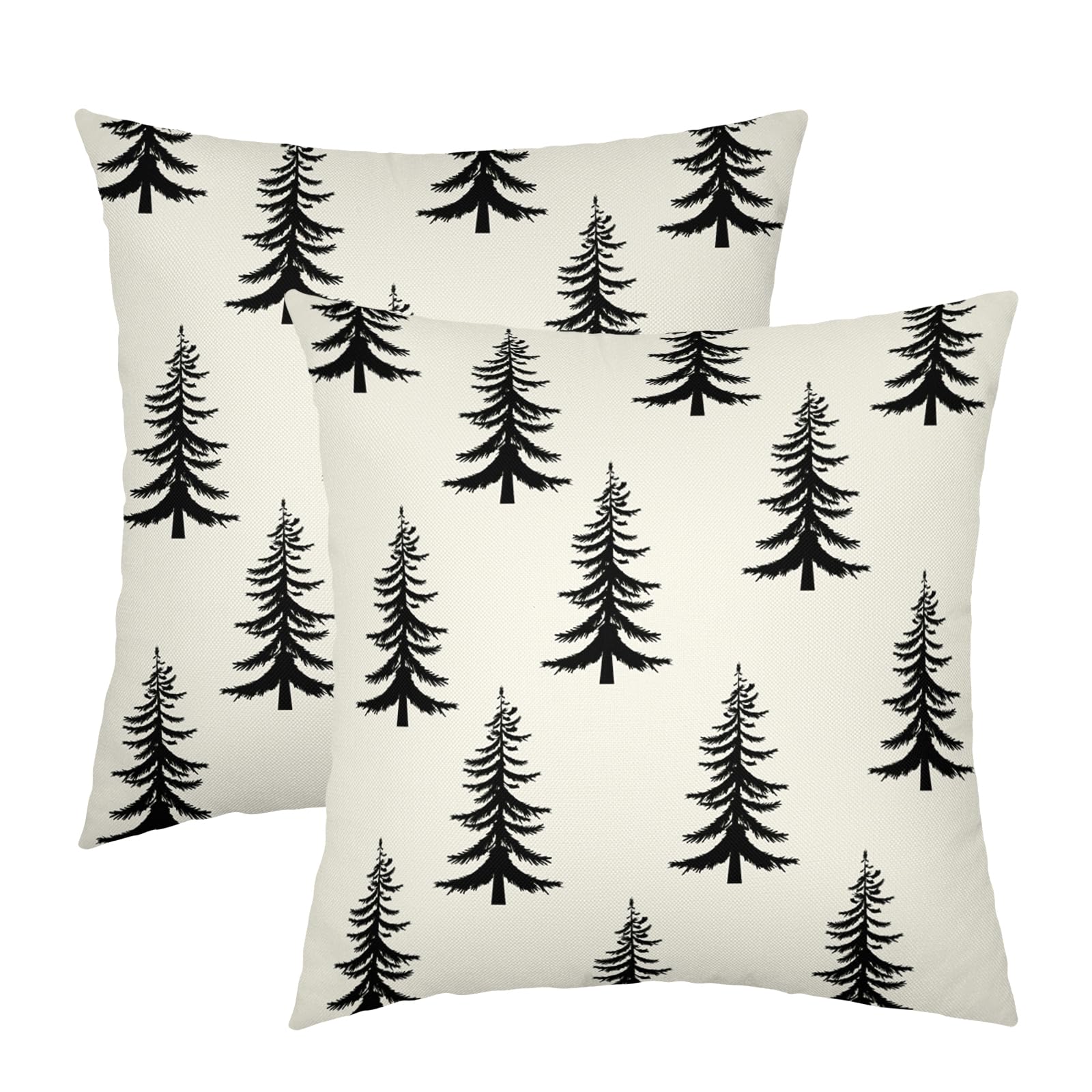 KSLIDS Black Christmas Tree Pillow Covers Set of 2 Xmas Trees Geometric Square Throw Pillows Couch Winter Holiday Pillow Cases Rustic Farmhouse Christmas Decor Home Sofa Porch Bed Outdoor 18x18 Inch