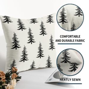 KSLIDS Black Christmas Tree Pillow Covers Set of 2 Xmas Trees Geometric Square Throw Pillows Couch Winter Holiday Pillow Cases Rustic Farmhouse Christmas Decor Home Sofa Porch Bed Outdoor 18x18 Inch