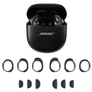 bose quietcomfort ultra true wireless bluetooth adjustable noise cancelling earbuds, spatial audio, up to 6 hours of play time, black bundle with fit kit