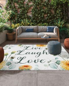 green eucalyptus leaves outdoor rugs for 4'x6' patios clearance, rv camping mat rug portable outside rug indoor outdoor area rug mat for beach deck pool aesthetic floral inspirational quote