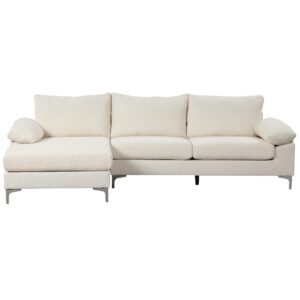 casa andrea milano bouclÉ l-shape sectional sofa, luxury couch with extra wide chaise lounge, couch for living room apartment lounge, cream boucle