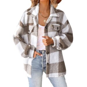 jioeeh women's blouses winter plaid lamb fleece newspaper shirt christmas sweaters for women aesthetic sweater past orders prime try before you buy todays deals in prime