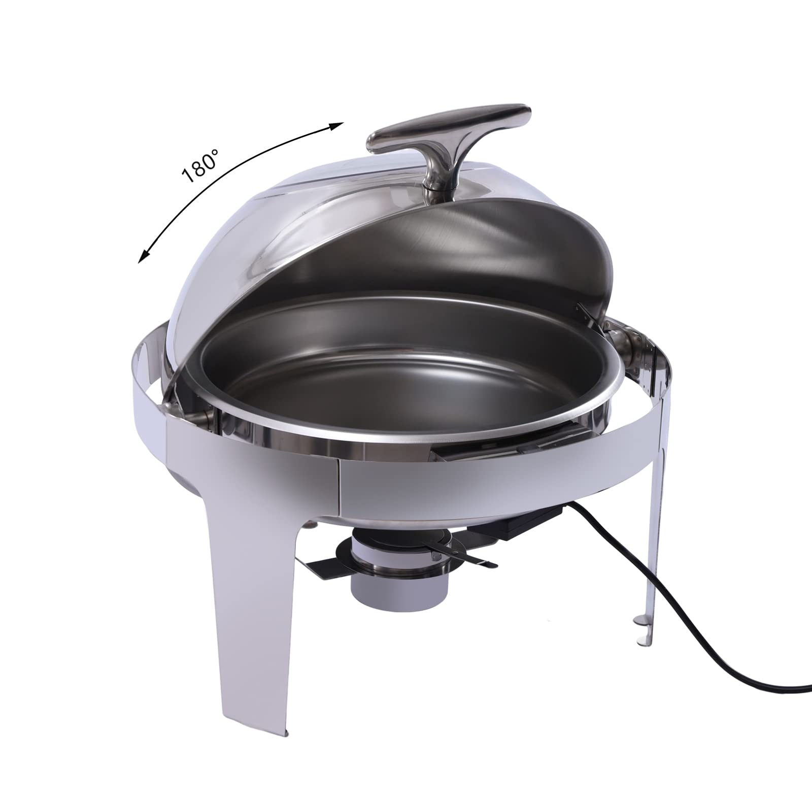 6L Roll Top Chafing Dish,400W Stainless Steel Chafing Dish Buffet Warmer with 2 Pots,55-85°C Temperature Adjustable,90-180°Rolling Lid,Roll Top Bundle for Home Kitchen Restaurant Buffet Hotel