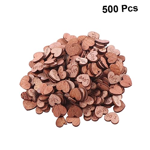 Abaodam 1000 Pcs Heart Wood Button Rustic Wedding Decor Wedding Party Supplies Heart Wood Slice Embellishments Heart Disc Heart Decor Heart Shape Patch Button Wooden Heart-Shaped Confetti