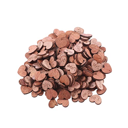 Abaodam 1000 Pcs Heart Wood Button Rustic Wedding Decor Wedding Party Supplies Heart Wood Slice Embellishments Heart Disc Heart Decor Heart Shape Patch Button Wooden Heart-Shaped Confetti