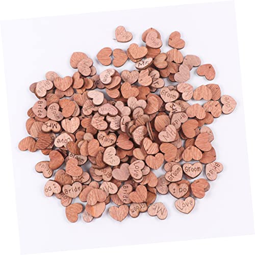 Abaodam 1000 Pcs Heart Wood Button Rustic Wedding Decor Wedding Party Supplies Heart Wood Slice Embellishments Heart Disc Heart Decor Heart Shape Patch Button Wooden Heart-Shaped Confetti