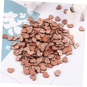 Abaodam 1000 Pcs Heart Wood Button Rustic Wedding Decor Wedding Party Supplies Heart Wood Slice Embellishments Heart Disc Heart Decor Heart Shape Patch Button Wooden Heart-Shaped Confetti