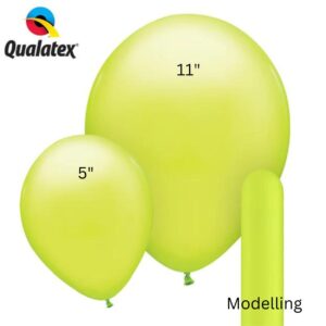 Qualatex 5" Latex Party Balloons Chartreuse Lime Green (100 Per Bag) Helium and Air Halloween