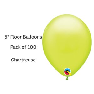 Qualatex 5" Latex Party Balloons Chartreuse Lime Green (100 Per Bag) Helium and Air Halloween