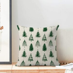 AEIOAE Christmas Pillow Covers 18x18 Inch Set of 2 Green Christmas Trees Throw Pillows Case,Holiday Outdoor Decorative Farmhouse Winter Decor Cushion Covers for Home Sofa Bed Couch