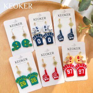 Keoker Football Clay Cutters, Football Polymer Clay Cutters, 7 Clay Cutters Shapes with 9 Number Polymer Clay Stamps, Football Jersey Polymer Clay Cutter for Earrings, Football Helmet Clay Cutter.