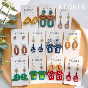 Keoker Football Clay Cutters, Football Polymer Clay Cutters, 7 Clay Cutters Shapes with 9 Number Polymer Clay Stamps, Football Jersey Polymer Clay Cutter for Earrings, Football Helmet Clay Cutter.