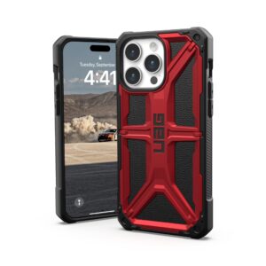 URBAN ARMOR GEAR UAG Designed for iPhone 15 Pro Max Case 6.7" Monarch Crimson Bundle with UAG Screen Protector Glass Shield Plus 6.7"