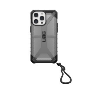 urban armor gear uag designed for iphone 15 pro max case plasma ash 6.7" bundle with uag paracord lanyard adjustable wrist strap black