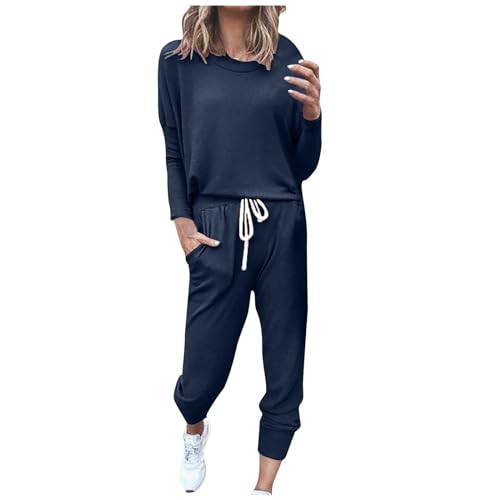 Spring Sale Deals of The Day 2 Piece Outfits for Women Crewneck Long Sleeve Tops Long Pants Lounge Sets with Drawstring Tracksuit Jogger Sets Gift Cards ropa para mujer My Recent Orders Placed By Me