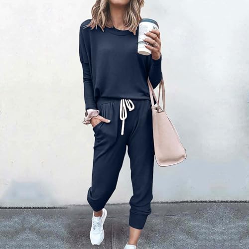 Spring Sale Deals of The Day 2 Piece Outfits for Women Crewneck Long Sleeve Tops Long Pants Lounge Sets with Drawstring Tracksuit Jogger Sets Gift Cards ropa para mujer My Recent Orders Placed By Me