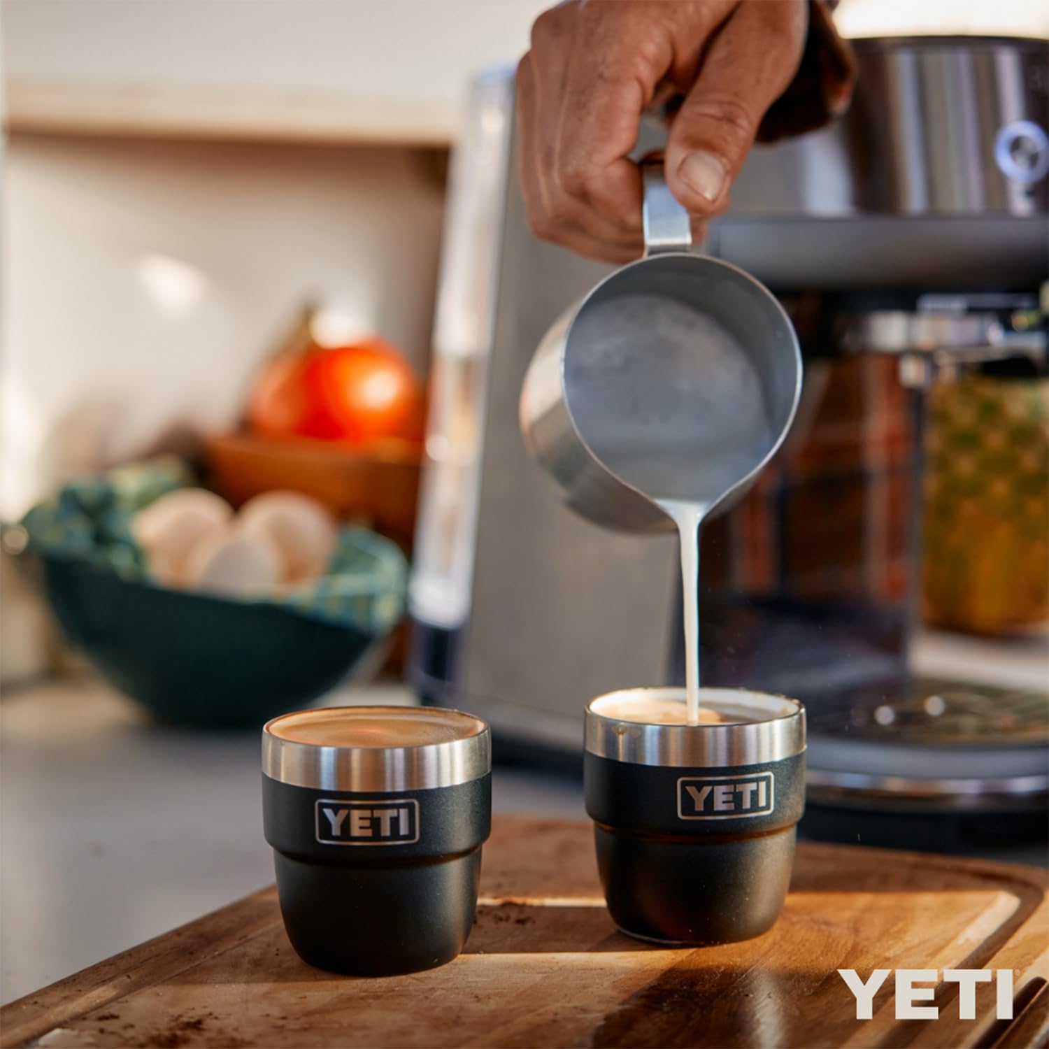 YETI Rambler 4 oz Stackable Cup, Stainless Steel, Vacuum Insulated Espresso/Coffee Cup, 2 Pack, Black