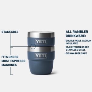 YETI Rambler 4 oz Stackable Cup, Stainless Steel, Vacuum Insulated Espresso/Coffee Cup, 2 Pack, Black