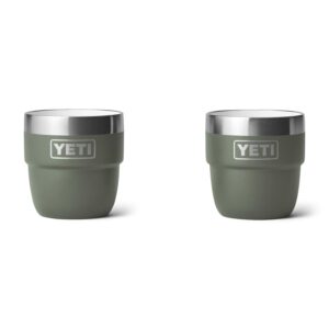 yeti rambler 4 oz stackable cup, stainless steel, vacuum insulated espresso/coffee cup, 2 pack, camp green