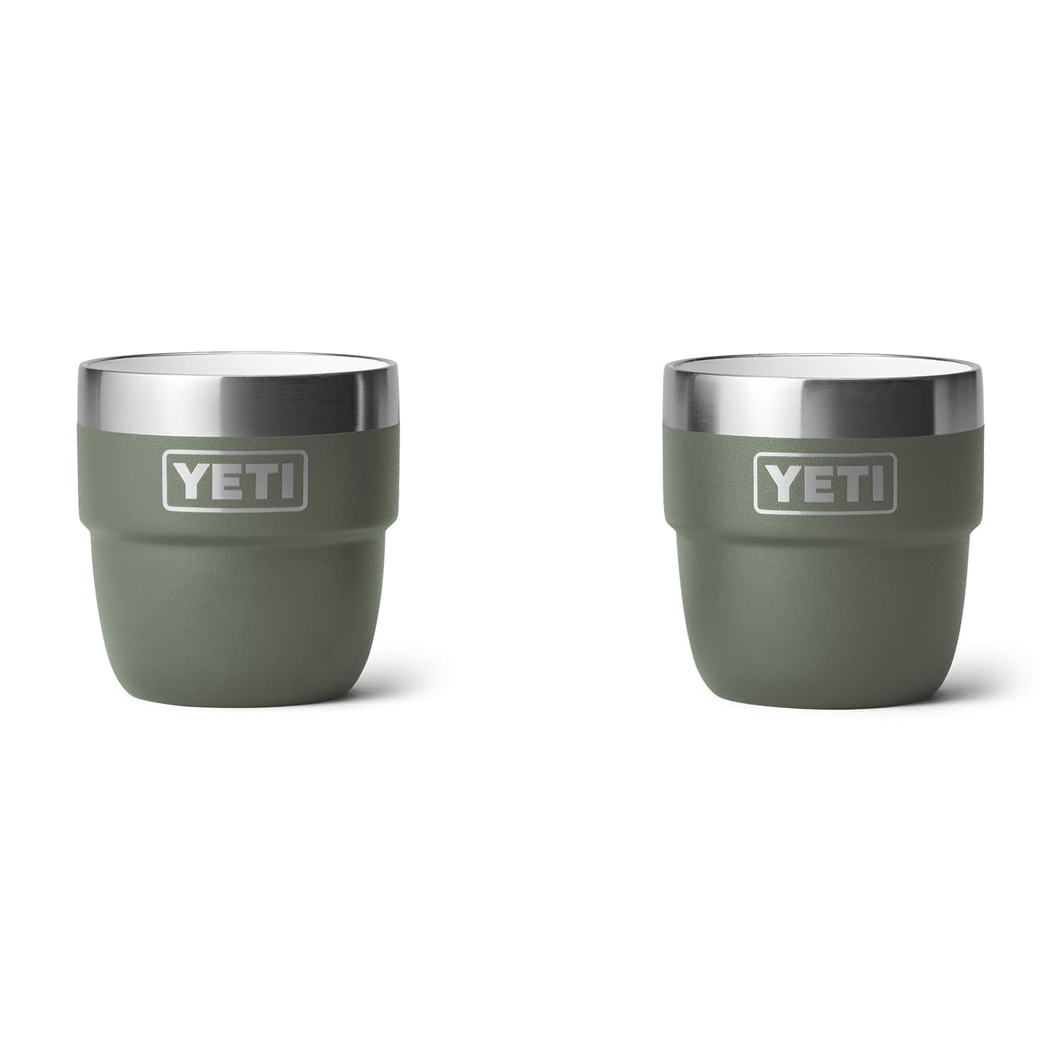 YETI Rambler 4 oz Stackable Cup, Stainless Steel, Vacuum Insulated Espresso/Coffee Cup, 2 Pack, Camp Green