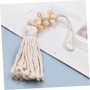 Happyyami 2pcs Wedding Tassel Coastal with Household Garland Shells Wooden Pendant Shell Cotton Beads Delicate Wood Pastoral Nautical Bead Boho Decor for Farmhouse Decorations Cowrie Tray