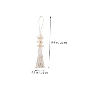 Happyyami 2pcs Wedding Tassel Coastal with Household Garland Shells Wooden Pendant Shell Cotton Beads Delicate Wood Pastoral Nautical Bead Boho Decor for Farmhouse Decorations Cowrie Tray