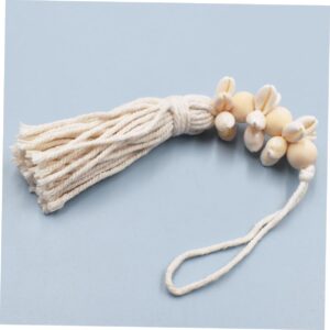 Happyyami 2pcs Wedding Tassel Coastal with Household Garland Shells Wooden Pendant Shell Cotton Beads Delicate Wood Pastoral Nautical Bead Boho Decor for Farmhouse Decorations Cowrie Tray