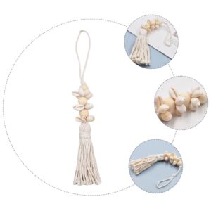 Happyyami 2pcs Wedding Tassel Coastal with Household Garland Shells Wooden Pendant Shell Cotton Beads Delicate Wood Pastoral Nautical Bead Boho Decor for Farmhouse Decorations Cowrie Tray