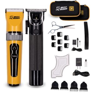 mens hair clipper & trim buddy cordless trimmer | for shaping & edging hairline + beard | 23 piece bundle | the cut buddy