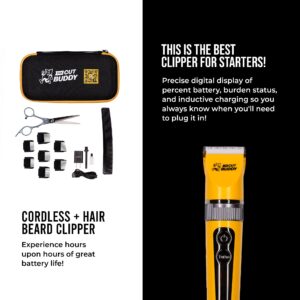 Mens Hair Clipper & Trim Buddy Cordless Trimmer | for Shaping & Edging Hairline + Beard | 23 Piece Bundle | The Cut Buddy