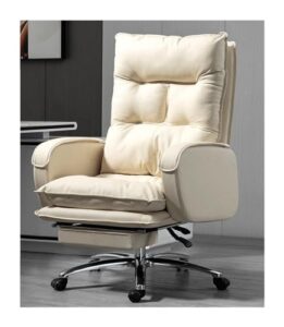 home office desk chairs, swivel chair leather computer office comfortable home ergonomic swivel chair (color : white, size : foot pedal)