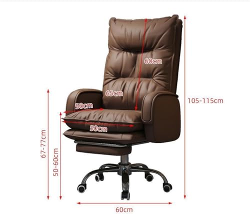 Home Office Desk Chairs, Swivel Chair Leather Computer Office Comfortable Home Ergonomic Swivel Chair (Color : White, Size : Foot Pedal)