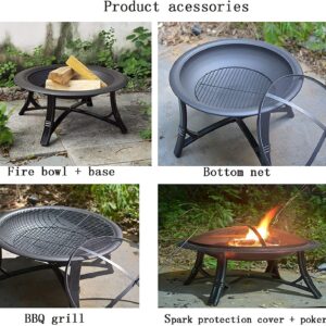 Firepit Table for Outside, Wood Burning Pit, Multifunctional Fire Pit Table, Round with Spark Screen Cover for Camping, Outdoor Heating, Bonfire